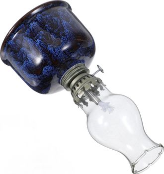 NUOBESTY Keramik &Ouml;llampe Vintage Petroleumlampe mit Glaskamin f&uuml;r Innenbereich Traditionell Warmes Licht Dekorative Heimdekoration