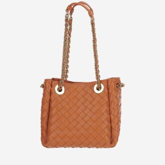 Bottega Veneta Womens Small Leather Parachute Bag Orange Lambskin Shoulder