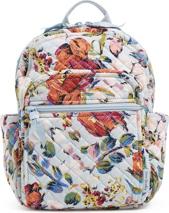 Vera Bradley Damen Baumwolle Kleiner Rucksack Büchertasche, Sea Air Floral - recycelte Baumwolle, Einheitsgröße