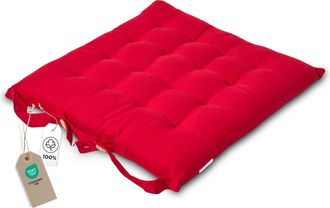 Homescapes Stuhlkissen 40x40 cm rot - Sitzkissen Outdoor/Indoor mit Baumwollbezug, Sitzpolster waschbar und Oeko-TEX-Zertifiziert f&uuml;r Esszimmer-, K&uuml;chen- & Garte