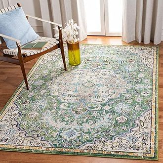 Safavieh Zeitgenössische Teppich für Wohnzimmer, Esszimmer, Schlafzimmer - Madison Collection, Kurzer Flor, Grau und Blau, 66 x 122 cm