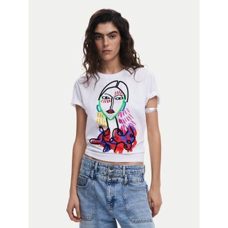 Desigual T-Shirt Misuri 25SWTKA9 Wei&szlig; Regular Fit