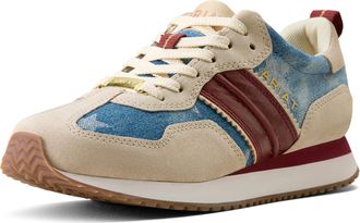 Ariat Womens Ranch Runner Trainer Shoes in Tan Suede Denim Stars, B Medium Width, Size 41.5, by Ariat