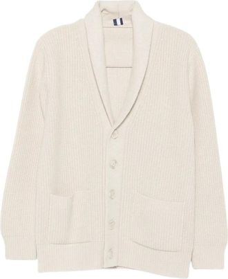 Fedeli Homme, Pulls, Beige, Taille: XL Cardigan &agrave; col ch&acirc;le c&ocirc;tel&eacute;