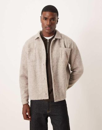 Asos Veste d&eacute;contract&eacute;e aspect laine - Beige-Neutre