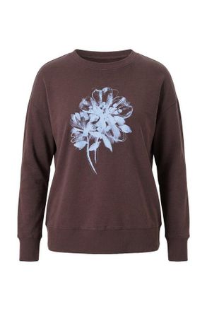 Miamoda Sweatshirt Sweatshirt Loose Fit Blume mit Pailletten