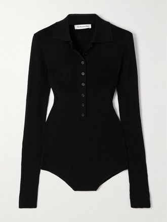 Frankie Shop Solana Body Aus Einer Gerippten Mischung Aus Wolle, Seide Und Kaschmir - Schwarz