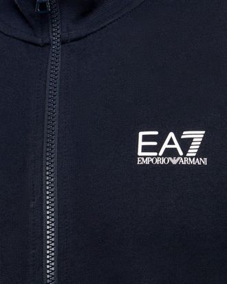 Emporio Armani Mens Bomber Sweatshirt Core Identity Blue Cotton Sweatshirts Sweater