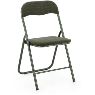 Les Tendances Lot de 6 chaises pliantes KIVA - Assise velours c&ocirc;tel&eacute; & pieds en acier-Vert