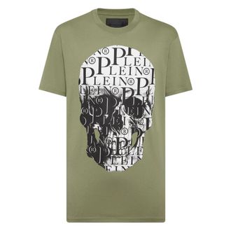 Philipp Plein T-Shirt Rundhals Skull - - Tops - Herren - Gr&uuml;n - 2XL