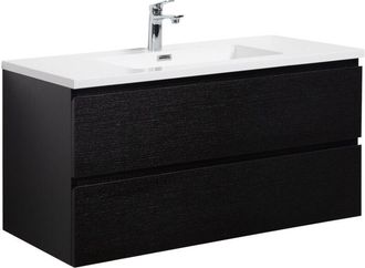 Badplaats Badezimmer Badm&ouml;bel-Set Angela 100cm - Schwarz Holz - Unterschra