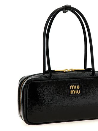 Miu Miu Glossy Lamb Leather Top Handle Bag - Black