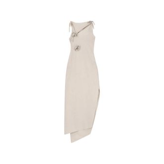 Coperni Leinen-Blumenkleid - - Dresses - Damen - Beige - S