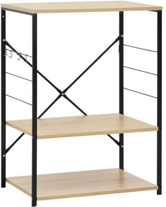 vidaXL Armoire &agrave; Micro-Ondes, Support pour Micro-Ondes, &Eacute;tag&egrave;re de Cuisine, Meuble de Rangement Salle &agrave; Manger Maison Int&eacute;rieur, Noir et Ch&ecirc;ne