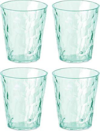 Koziol Superglas Club No. 1, 4 Stück, 250 ml, Wasserglas aus kristallklarem Kunststoff, luxuriös, unzerbrechlich, wiederverwendbar, Party, Camping, 4er Set (