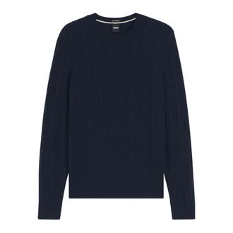 HUGO BOSS H-Hetico Pullover mit Zopfmuster - - Knitwear - Herren - Blau - M