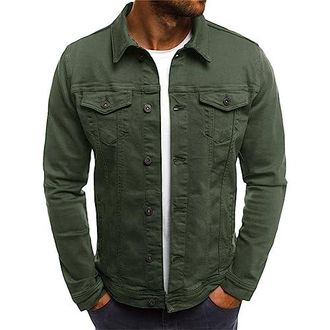 Generic Veste En Jean Pour Homme Vintage Classique Tendance Veste De Moto Moto Army gree L