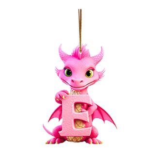 Generic Niedlich Rosa Baby Drache Anh&auml;nger, 8cm Weihnachtsdeko, 26 Buchstaben Anh&auml;nger Acryl Christbaumschmuck Weihnachtsanh&auml;nger Auto Anh&auml;nger Weinachtsdekor