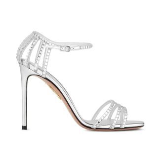 Aquazzura Femme, Chaussures, Gris, Taille: 39 1/2 EU Sensation Crystal Sandal 105