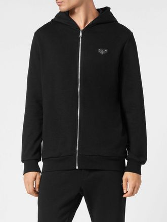 Philipp Plein Sweatshirt &agrave; capuche zipp&eacute; en coton avec poches fendues