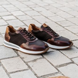 Bexley Nirranda II - Sneaker homme chocolat et cuir chataigne