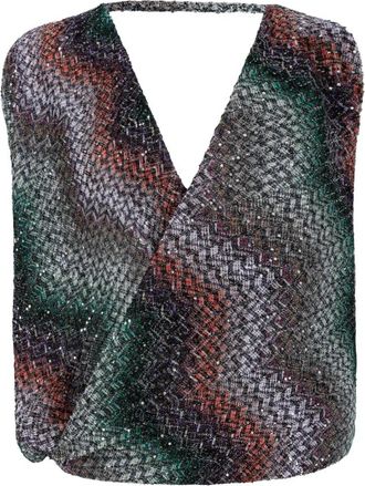 Missoni Femme, Tops, Multicolore, Taille: 34 FR Haut Orn&eacute; de Sequins Zigzag