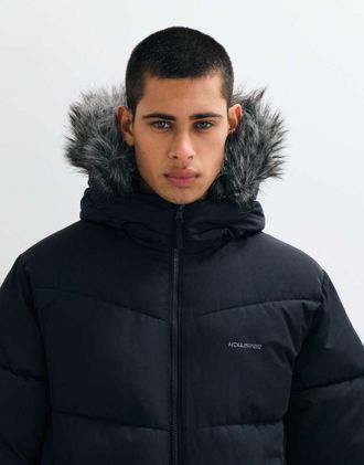 Hollister doudoune &eacute;paisse &agrave; capuche bleue
