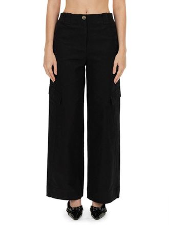 Ganni Herringbone Trousers - Black