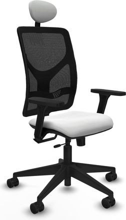 Piqueras y Crespo Wei&szlig;er Schreibtischstuhl mit 3D-Armen, h&ouml;henverstellbarer Lendenwirbelst&uuml;tze und festem Kopfteil, ausgestattet mit Syncro/Traslack und Schneideschaum.