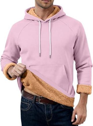 Generic Sweat &agrave; capuche pour homme - Cordon de serrage - T-shirt &agrave; manches longues - Couleur unie - Sweat &agrave; capuche doubl&eacute; - Confortable - Pull en polaire d&eacute;c