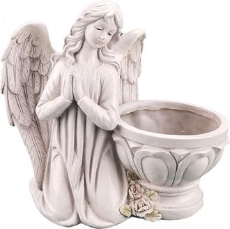 Garneck Wei&szlig;er Harz Blumentopf Deko Figur Stabile Garten Tischdekoration Kreative M&auml;dchen Form Langlebiges Material f&uuml;r Innen Au&szlig;enbereiche Geeignet