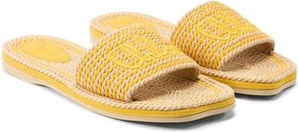 Chlo&eacute; Sandales plates ray&eacute;es &agrave; logo en coton