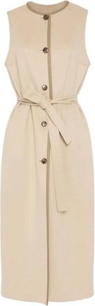 Yves Salomon Femme, Robes, Beige, Taille: 44 FR Long Gilet Double Face en M&eacute;lange de Cachemire