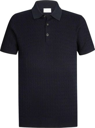 Profuomo Strick-Poloshirt mit Tencel in Zopfstrickmuster in