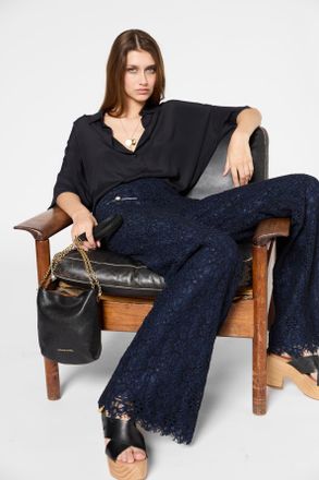 Gerard Darel Pantalon large en dentelle - LOUNA - Marine