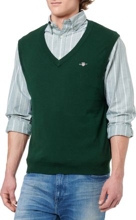 GANT Herren Classic Cotton Vest Pullunder, Tartan Green, XL