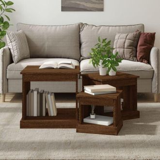 vidaXL vidaXL Tables basses 3 pcs ch&ecirc;ne marron bois ding&eacute;nierie
