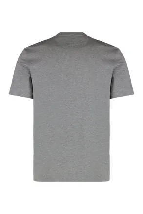 Ermenegildo Zegna Mens Round Neck Cotton T-Shirt Grey T-Shirts And Polos