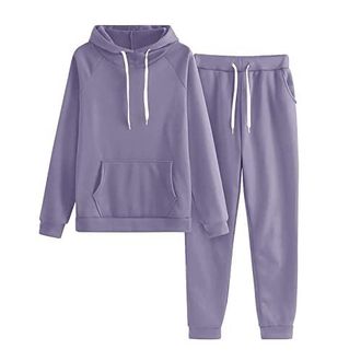 Generic Surv&ecirc;tement pour femme - 2 pi&egrave;ces - Ensemble de sport 2 pi&egrave;ces - Sweat &agrave; capuche et pantalon de jogging - Tenue de sport - Streetwear - Lounge - Pour 