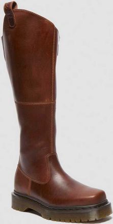 Dr. Martens Amaayah Kniehohe Leder Reitstiefel in Braun, Größe: 37