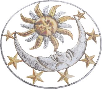 BESPORTBLE Homoyoyo Metall Wanddekoration Sonne Mond Sterne Langlebiges Outdoor Wall Hanging Ornament Lebendige Gelbe Eisenkunst für Garten Balkon Wohnzimmer Kre