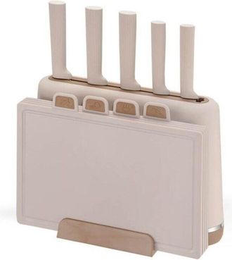 Maestri Ensemble de couteaux Maestro MR-1412-BEIGE avec bloc et planche &agrave; d&eacute;couper beige