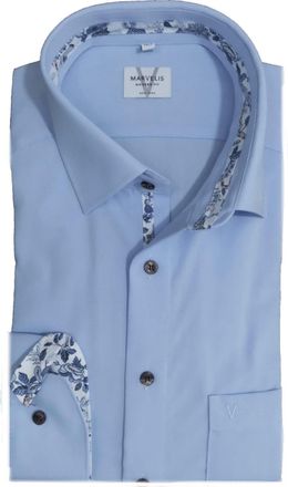 Marvelis Herrenhemd | Modern Fit | Extra Langer Arm 69cm | Hellblau | New Kent Kragen mit Besatz | Gr. 44