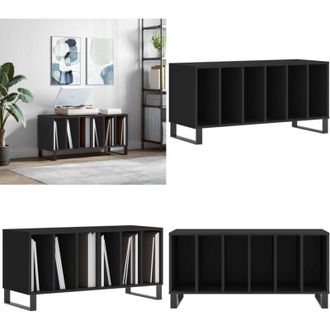 vidaXL Plattenschrank Schwarz 100x38x48 cm Holzwerkstoff - Plattenregal - Vinyl Regal - Musikregale - Schallplattenst&auml;nder - Wohnzimmer Deko - Home & Living