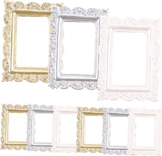Holibanna 9 Stück Fotorahmen-Ornamente Miniatursachen Dekorativ Dekoration retro puppenhaus tischplatte rahmen kunstharz vintage bilderrahmen dekoring Handy-She