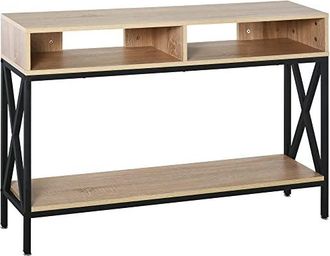 HOMCOM Table Console Table dEntrée Industriel Multi-rangements 120 x 23,5 x 75 cm Bois Chêne