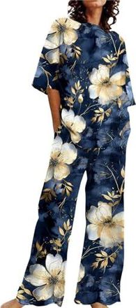 Generic Ensemble de v&ecirc;tements de d&eacute;tente pour femmes avec poches - Tenue deux pi&egrave;ces pour femmes - Ensemble de pyjama doux - Ensemble de v&ecirc;tements de loisirs 