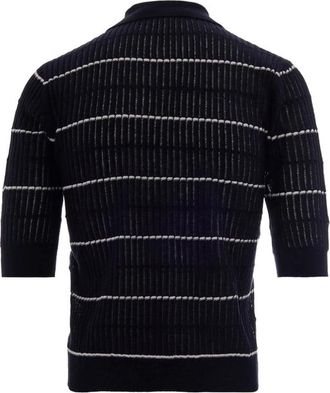 Max Mara Striped Silk-Wool Knit Sweater - Black