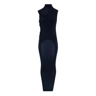 Jean Paul Gaultier Femme, Robes, Bleu, Taille: 38 FR Robe Maxi Moulante en Jersey Drapé