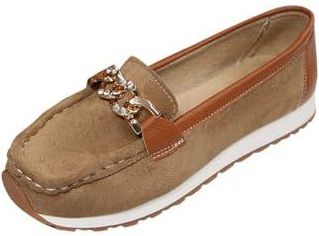 Generic Mocassins pour femme - Chaussures de marche d&eacute;contract&eacute;es &agrave; enfiler - Couleur unie - Classique - Antid&eacute;rapantes - Cha&icirc;ne en m&eacute;tal - Respirantes et con